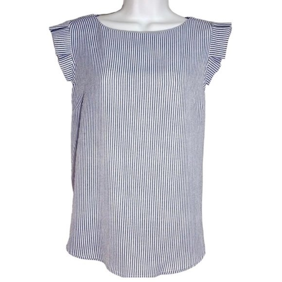 Monteau | Tops | Sale Monteau Blue And White Striped Short Sleeve Top ...